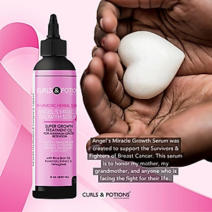 Curls & Potions Angel Serum Scalp & Hair Treatment Oil with Biotin & Essential Oils, Split Ends, Hair Growth, Dry Flaky Scalp for all hair types 8 oz