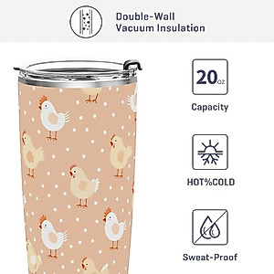 sanluoli Orange Cartoon Cute Chicken Stainless Steel cup for hot drinks with Lid and Straw coffee travel mug 20oz for Home, Office or Car leakproof tumbler with straw 20 OZ