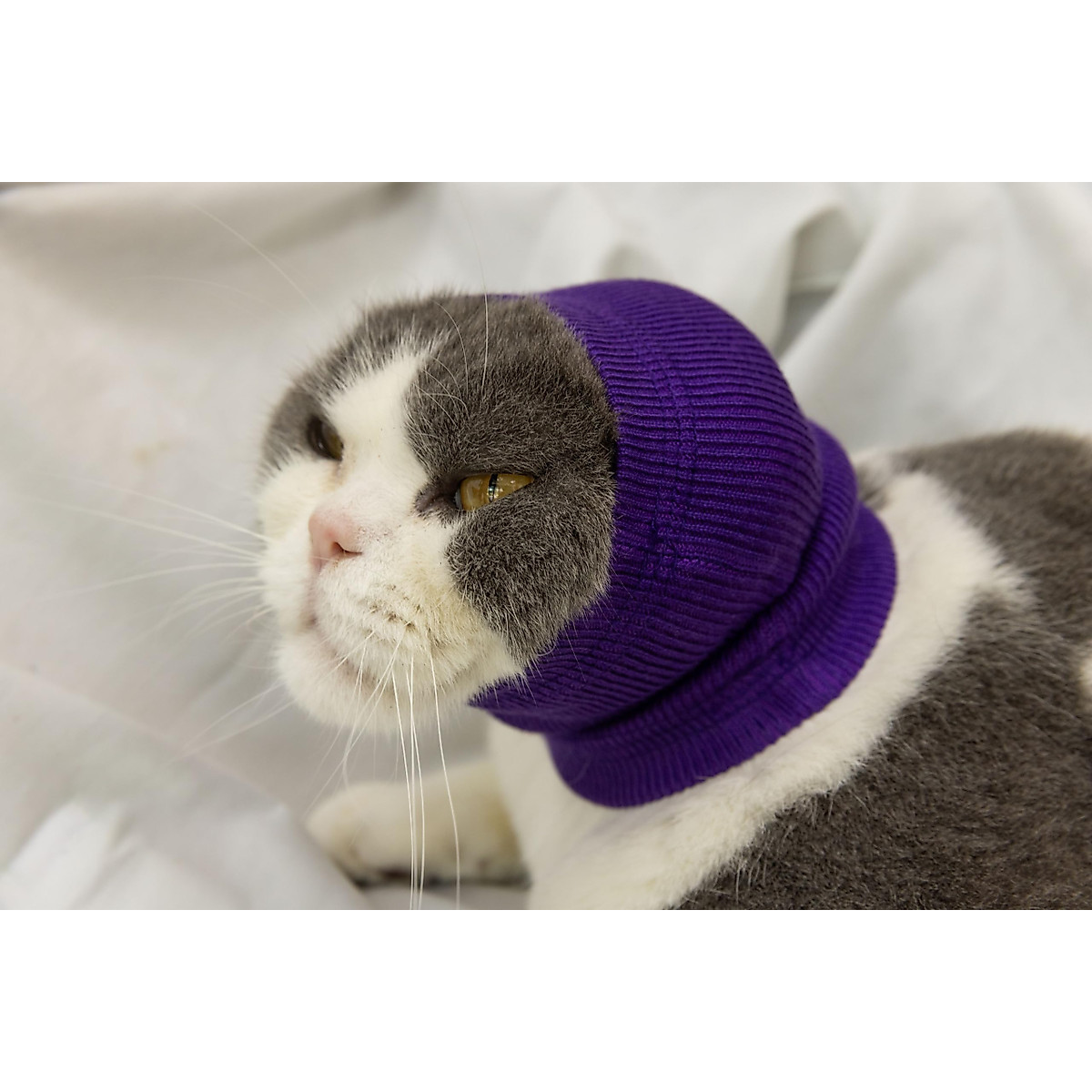 Cat No Flap Ear Wrap DDFS Wrap Snood Pet Noise Cancelling Headphones for Dogs Ear Wrap for Cats Small Purple S