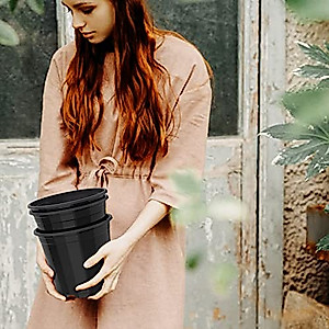 DUNPUTE 4 5 6 Inch Nursery Pots, 21 Packs Variety Plastic Pots with Drainage Hole, Plant Containers for Seedlings, Succulents, Transplanting (4 5 6 Inch, Black-Round)