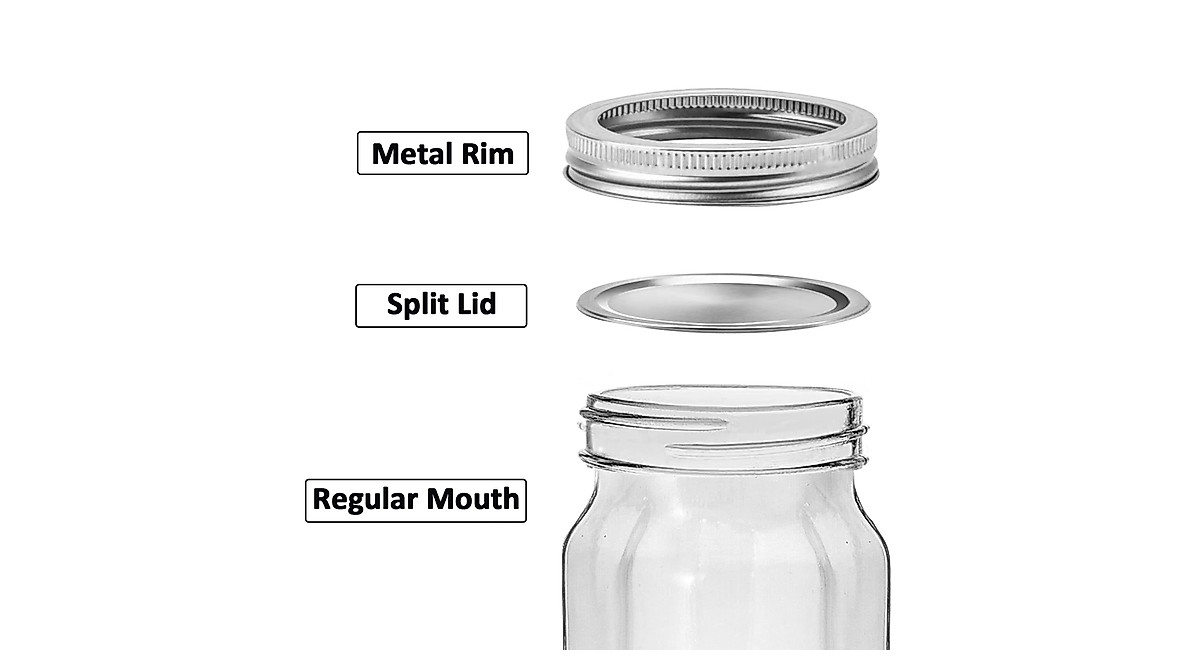 KAMOTA 16 oz Octagonal Mason Jars - Perfect for DIY
