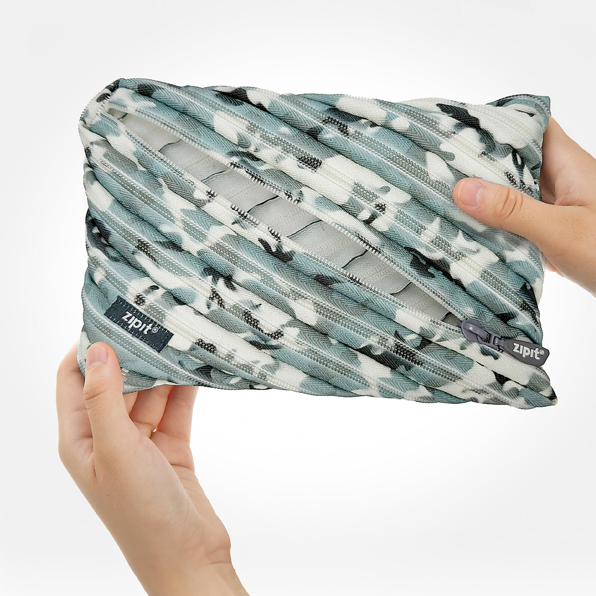 ZIPIT Camo Big Pencil Case, Grey Camouflage
