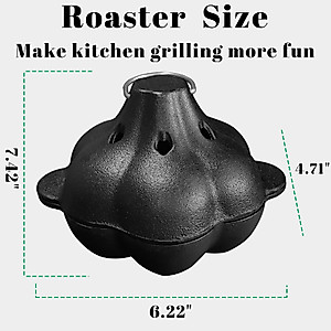 BOLVOUD Pre-Seasoned Cast Iron Dutch Oven Pot – Perfect Garlic Roaster and Potato Baker for Kitchen Oven or Outdoor BBQ Grill – A Must-Have Cast-Iron Ramekin Pot with Lid