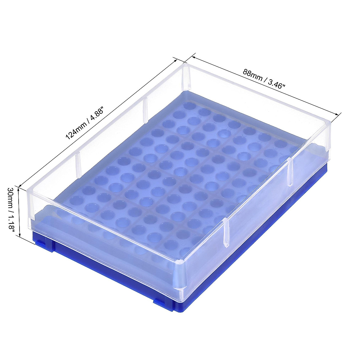 uxcell Centrifuge Tube Rack Storage Box, 96-Well 5.5mm Hole Dia Polypropylene Holder for 0.2ml Microcentrifuge Tubes Vials Samples, Blue Yellow Red 3in1 Set