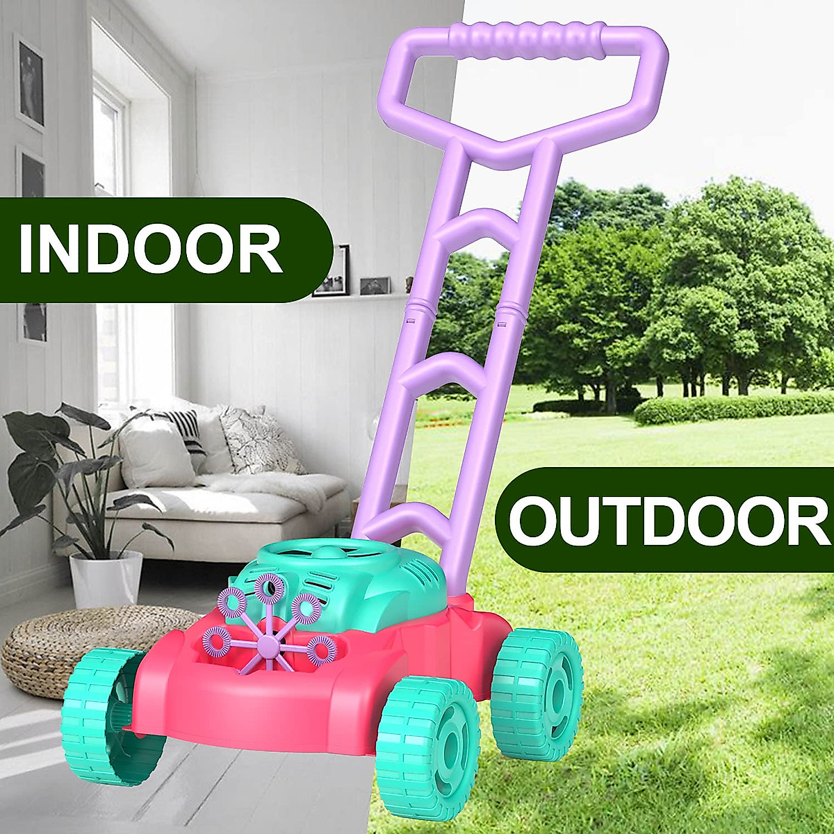 BubToy Toddler Toys Bubble Machine Great Birthday Gifts for Preschool Girls, Automatic Bubble Mower Toys & Games, Baby Activity Walker for Outdoor