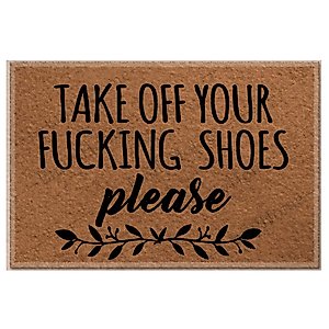 Funny doormats take Off Your Shoes Please Home and Office Decorative Entry Rug Garden/Kitchen/Bedroom Mat Non-Slip Rubber 23.6"(L) x 15.7"(W)-Emilyhome