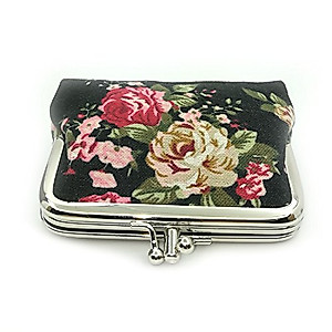 Cute Floral Buckle Coin Purses Vintage Pouch Kiss-lock Change Purse Wallets (01)