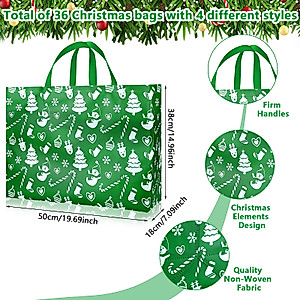 Wesnoy 36 Pcs Extra Large Christmas Gift Bags Giant Tote Bags with Handles 19.69 x 7.09 x 14.96 Inches Reusable Non Woven Jumbo Shopping Bags Xmas Treat Wrapping Bags Party Supplies (Deer)