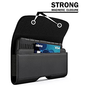 Bomea Holster for Galaxy S23, S22, S21, S20, S10, S9, S8, A01, A10e, Cell Phone Case with Belt Clip, ID Card Storage Pouch Holder Cover (Fits Samsung Phone with Otterbox Case on) Black