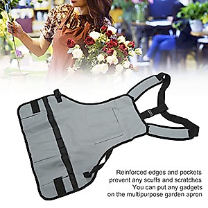 ENTHUSRI Garden Apron Oxford with Pockets Cloth Reusable Outdoor Barbecue BBQ Grill Apron for Men Women Gray