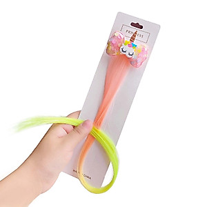 SVNMU 6pcs Colorful Unicorn Hair Extensions for Little Girls Ombre Color Hair Clips Kawaii Hair Accessories for Kids Birthday Gift,Princess Costume Dress Up,Party Favors(Unicorn-Clips)