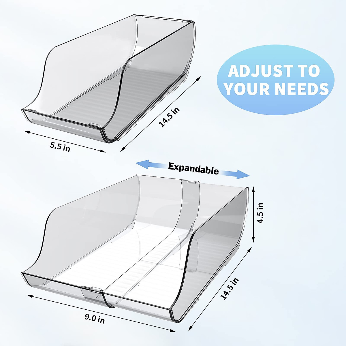 PSNSPOEL Expandable Soda Can Organizer, Drink Beverage Refrigerator Holder Dispenser Bin for Fridge, Freezer, Cabinets, Countertop, Pantry - Clear Plastic Kitchen Canned Food Storage