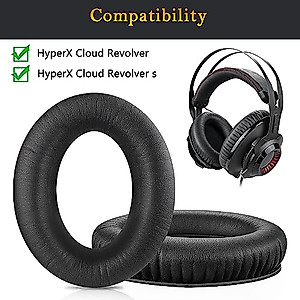 SOULWIT Ear Pads Cushions Replacement, Earpads for Kingston Headphones HyperX Cloud Revolver, Revolver S Gaming Headset (Model Number HX-HSCR-BK/NA & HX-HSCRS-GM/NA) - Black