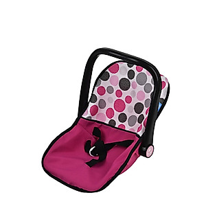 Hauck Pink Dot Doll Car Seat is a Plastic Shell with Fabric and Includes Harness Belt to Keep The Baby Doll Secure and can be Converted into a Feeding Chair, Multi