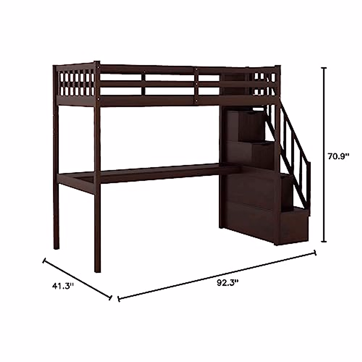 Tulib Twin Size Loft Bed with Desk and Staircase Storage,Wooden Bedframes Furniture,Loftbeds with Safety Guardrails for Kids,Teen,Adult,No Box Sprig Needed
