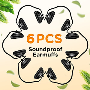 6 Pcs Adjustable Safety Ear Muff Protector Noise Reduction Ear Protection Sound blocking Earmuffs Hearing Protection Ear Muffs Noise Headphones for Hunting Shooting Construction Woodworking (Black)