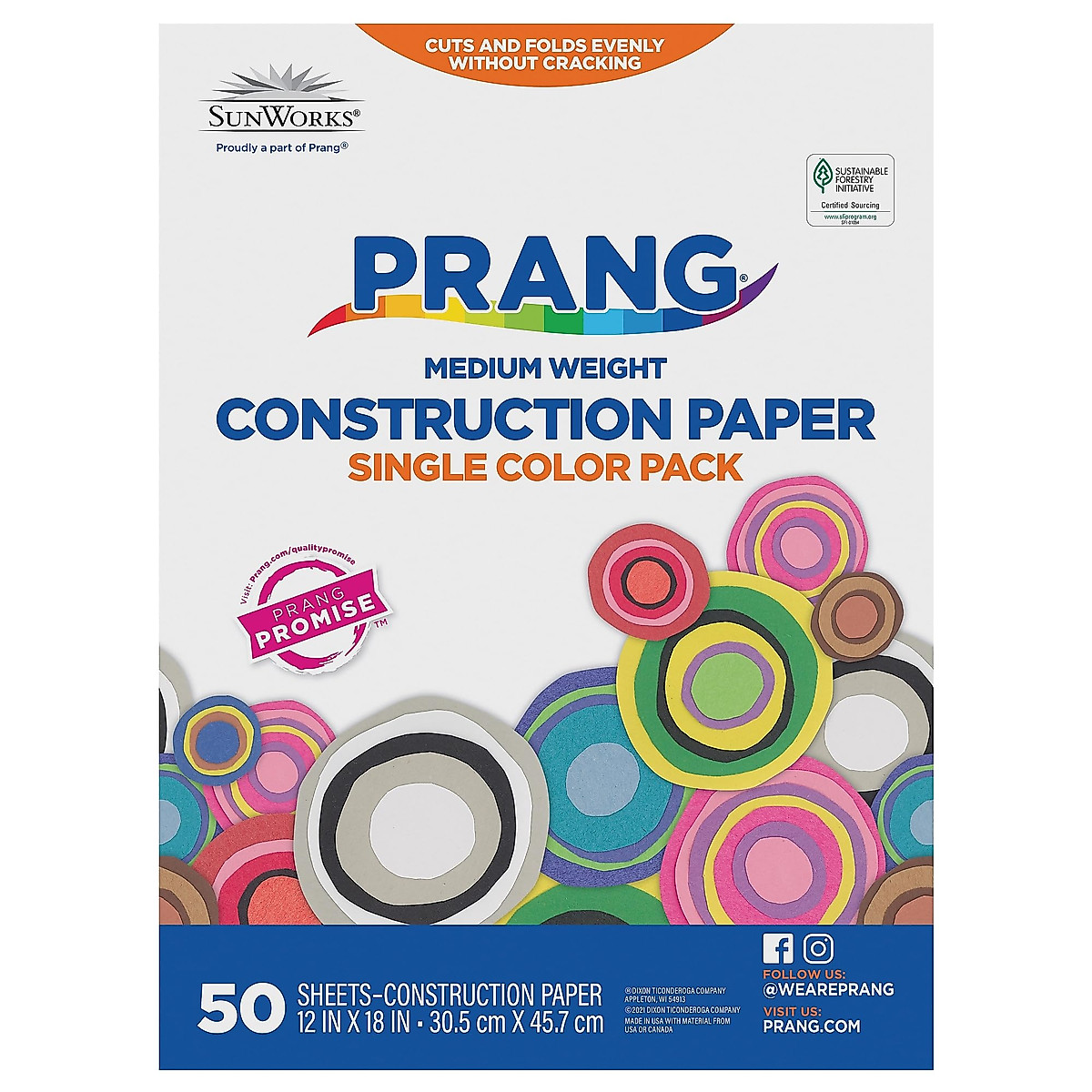 SunWorks 9207 Construction Paper, 58 lbs., 12 x 18, White, 50 Sheets/Pack