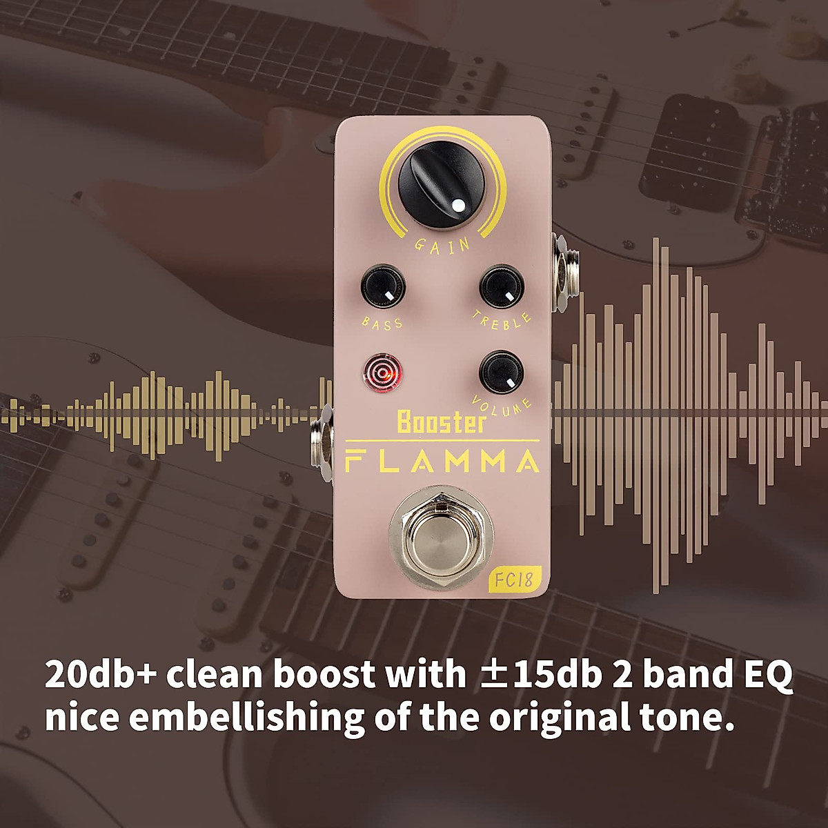 FLAMMA FC18 Booster Pedal Boost Guitar Pedal for Electric Guitar and Bass Compact Size True Bypass