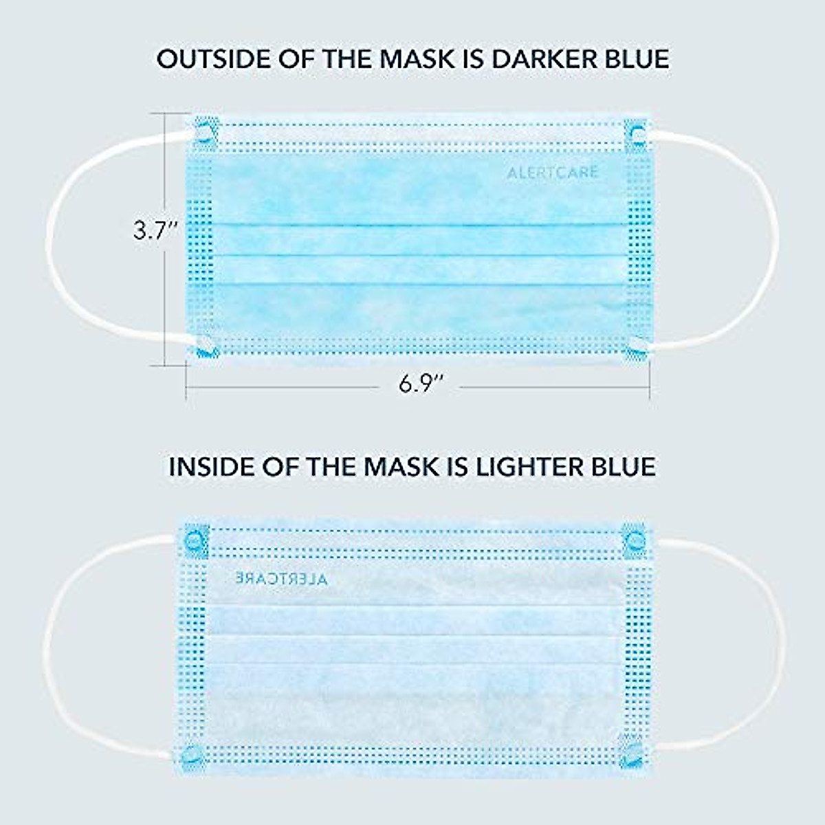 ALERTCARE 50 Pack Disposable Face Masks with Elastic Earloops, Breathable 3 Layer Protective Face Covering, Comfortable Face Mask for Adults Indoor or Outdoor