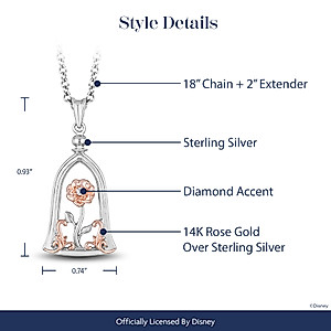 Jewelili Enchanted Disney Fine Jewelry 14K Rose Gold Over Sterling Silver Diamond Accent Belle Rose Jar Pendant