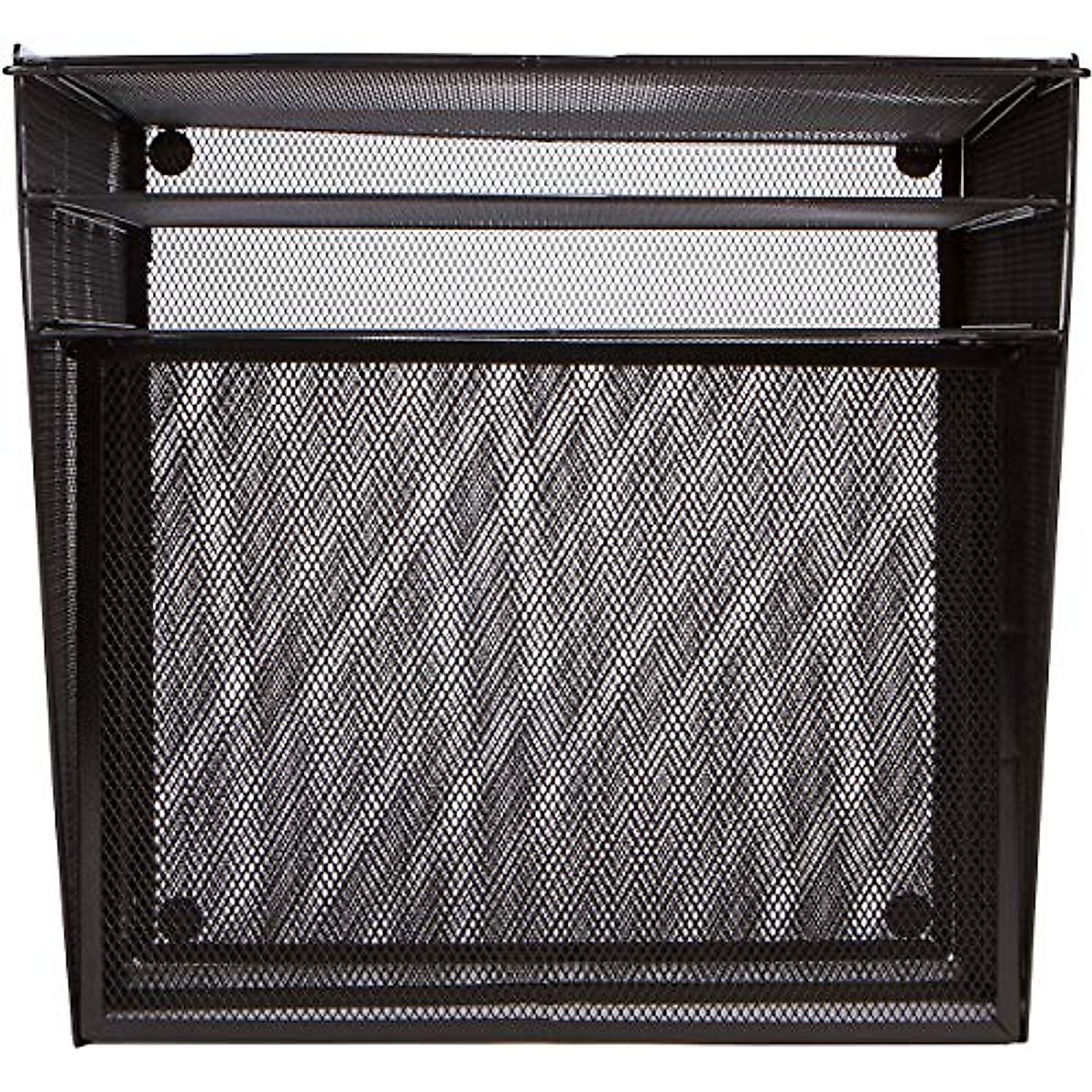 Office Desk Organizer Metal Mesh with 3 Paper Trays and 2 Vertical Upright Sections, Desktop File Holder for Letter Size A4, Folders, Stationary, and Desk Accessories