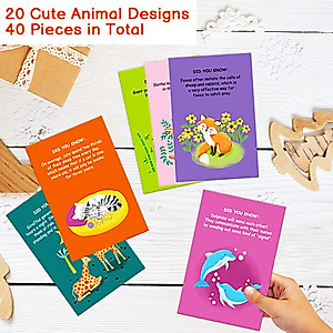 40 Pack Animal Fun Fact Postcards for Kids 4” x 6” Animal Greeting Cards Animal Knowledge Cards Animal Thank Note Cards Funny Cards Pack for Students, Friends and more