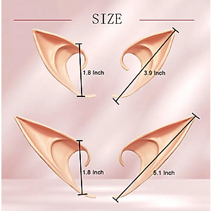 Kbraveo 8 Pairs Fairy Pixie Elf Ears, Latex Elf Ear,Soft Pointed Goblin Ears, Cosplay Ears for Cosplay Halloween Christmas