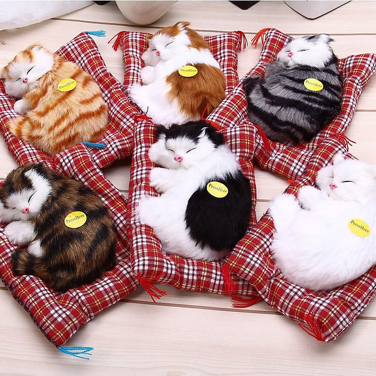 A-Parts Lovely Simulation Animal Doll Plush Cat Toy with Sound Kids Toy Decorations Stuffed Toys Black & White