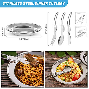 Odoland 16pcs Camping Cookware Mess Kit with Folding Camping Stove, Non-Stick Lightweight Pots Pan Set with Stainless Steel Cups Plates Forks Knives Spoons for Camping, Backpacking, Outdoor Cooking