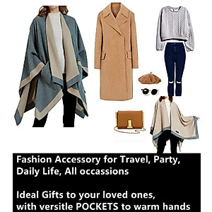 ecoinway Shawl Travel Wrap Poncho Cardigan Gift Tone Scarf Pocket Cape 4 All Seasons Gray Beige¡­