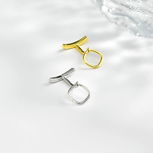 FLYUN Belly Button Ring,925 Sterling Silver Lunula Barbell Rings Jewelry Curved Navel piercings Jewelry (16g 10mm, Lunula-Gold)