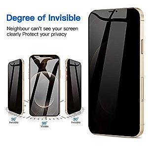 Intermerge 2 Pack Privacy Screen Protector for iPhone 12 Pro Max, Premium 4D Curved Edge to Edge Full Coverage Privacy Tempered Glass Screen Protector for Apple iPhone 12 Pro Max