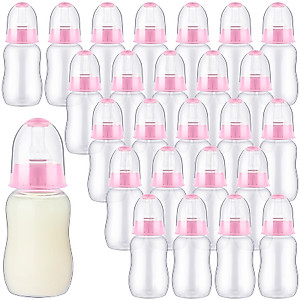 SiliFine 30 Pcs Baby Shower Favors Party Game Mini Baby Bottles Gift Sets for Baby Shower Boy Girl Gender Reveal Birthday Party Supplies Gift (Pink)