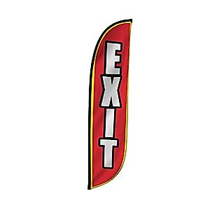 LookOurWay Feather Flag - 12ft Tall Advertising Flag Banner for Business and Events Promotion - Flag Only - Exit (10M1200080)