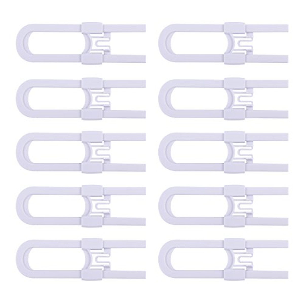 CUTESAFETY Sliding Cabinet Locks - Baby Proofing Cabinets with Adjustable Child Safety Lock - Childproof Latches for Knobs,Handles on Kitchen Doors,Storage Door,Cupboard,Closet,Dresser (White, 10)