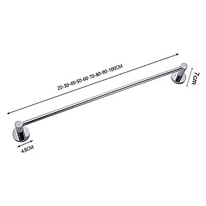 Towel BAR Rack Towel Rack Wall Mounted Single Towel Storage Rack Towel Bar,Copper Round Towel Rod for Bathroom or Kitchen,Polished Chrome Finish Towel Storage Shelf Bathroom Hardware/50Cm (Size : 20C