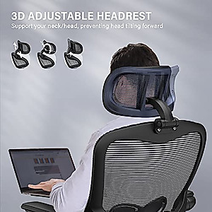 LANDOMIA Ergonomic Office Desk Chair - Mesh Office Chair with Flip up Arms & Adjustable Back Height - Comfortable Computer Task Chairs with Lumbar Support for Heavy People