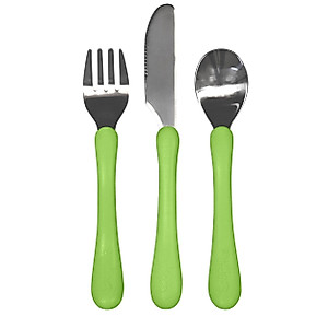 green sprouts Learning Cutlery Set | Helps toddler develop independent eating skills | Designed for small hands, Contoured handles for easy gripping, Safety edge on knife, Dishwasher safe