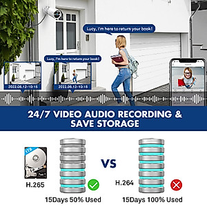 Wireless Security Camera System with 1TB Hard Drive, Security Cameras 1080P with 24/7 Video Audio Recording, IP66 Weatherproof Indoor Outdoor Camera, Plug and Play, Remote Access, Motion Detection