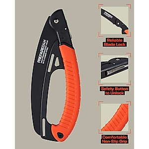 Portable Survival Folding Hand Saw - 11'' Steel Blade, Camping Saw, Heavy Duty & Lightweight w/Non-Slip Handle & Hand Guard - Compact Pocket-Sized Pruning Saw for Outdoor, Camp, Garden, Tree Pruning