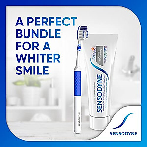 Sensodyne Extra Whitening Toothpaste - 4 Oz x 3 and Soft Toothbrush Pack - 2 Count Bundle