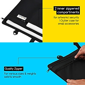 MEEDEN Studio Art Portfolio Case 20" X 26" Water-proof with Double Compartments, 600D Oxford Art Portfolio Bag, Portfolio Folder for Artwork, Canvas, Photography, Poster, Red, Hold up to 22 Lbs