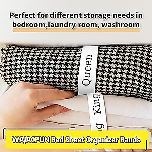 Bed Sheet Organizer Bands For Linen Closet (King 4 Pack), Elastic Bedsheet Band Strap Set, Bedding Sheet Keeper For Laundry Room Organization And Storage, Fastener Label For Organzing Pillow & Duvet