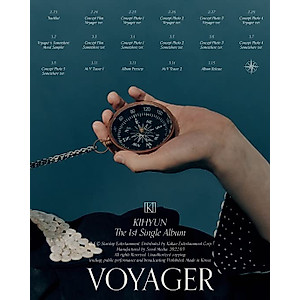 Monsta X Kihyun VOYAGER 1st Single Album Random Version CD+96p PhotoBook+1p PhotoCard+1p Photo Sticker+1ea Bookmark+Tracking Sealed