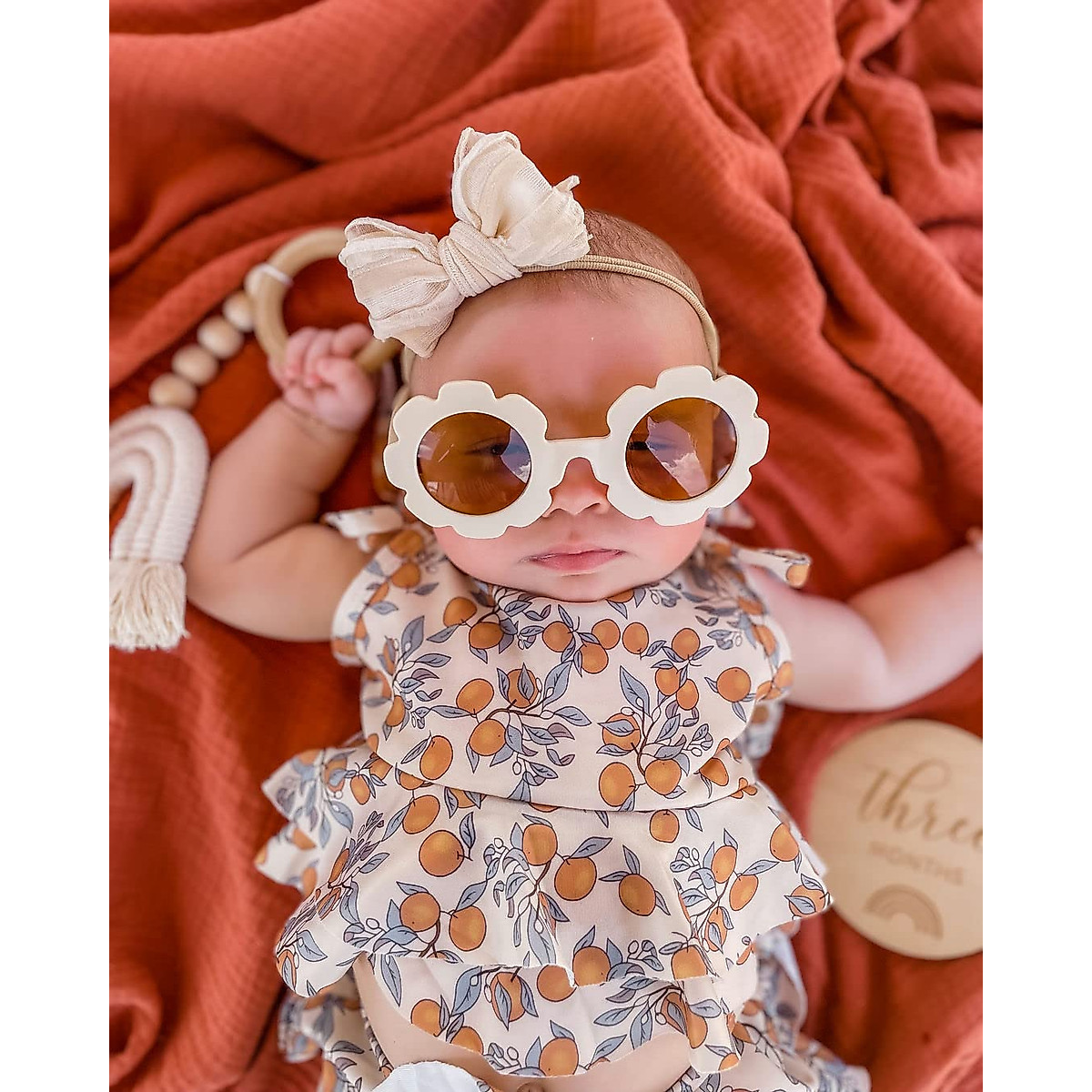 Infant Baby Girl Swimsuit One Piece Strap Ruffle Floral Bikini Swimwear Bathing Suit Summer Beach Wear (Orange Lemon, 3-6 Months)