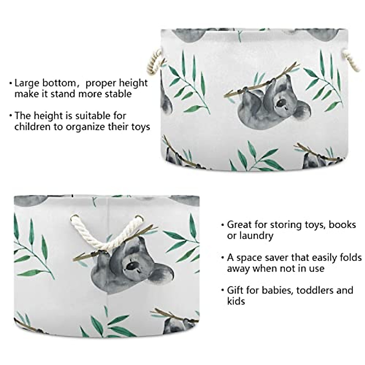 xigua Cotton Rope Basket Koala Bamboo Baby Laundry Basket Blanket Kids Toy Storage Basket Glove Box