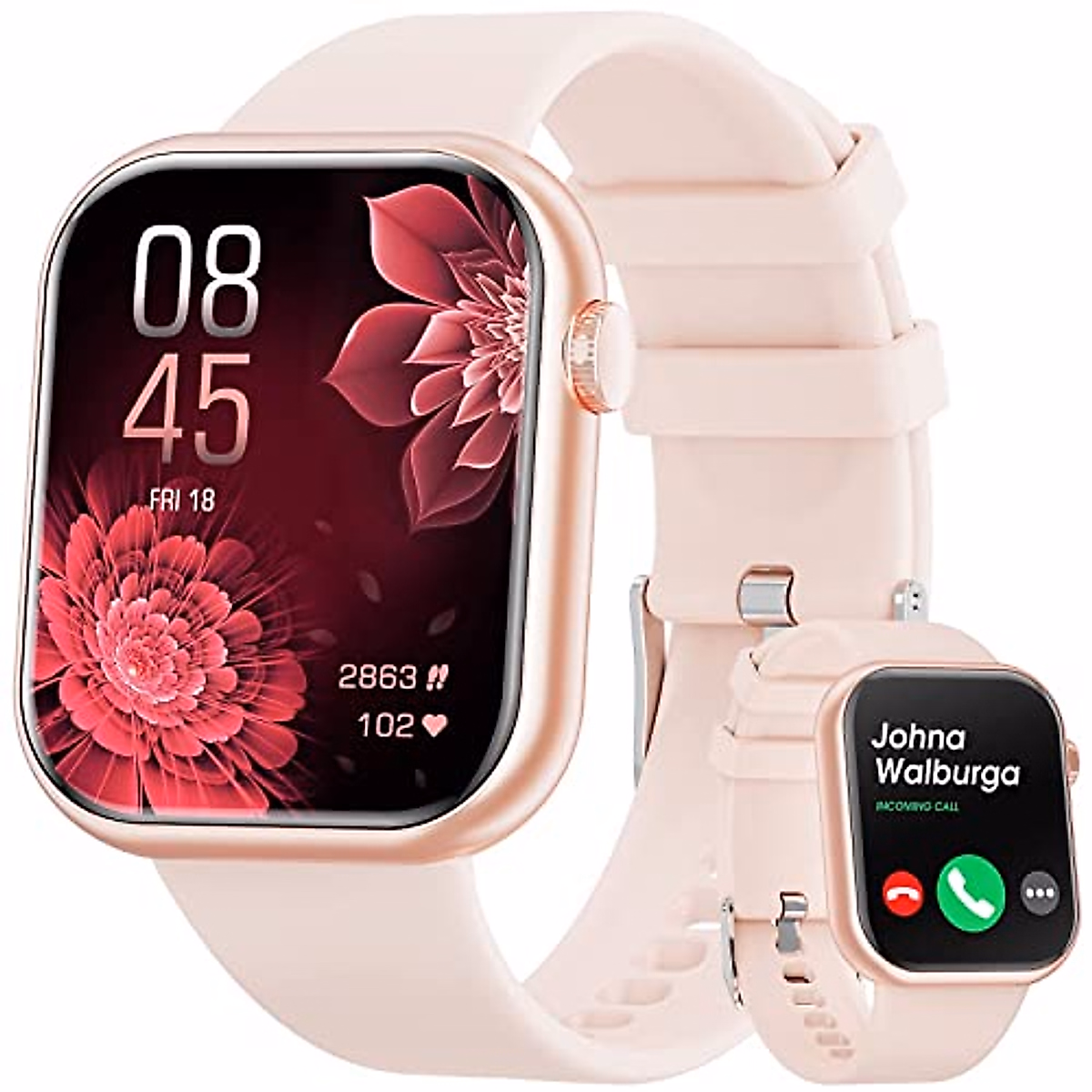 Smart Watch (Answer/Make Calls), 2023 Newest 1.85 Inch Fitness Tracker, Heart Rate/Sleep Monitor/Pedometer/Calories, Multiple Sports Modes, Waterproof Women's Men's Fitness Watch for Android iPhone