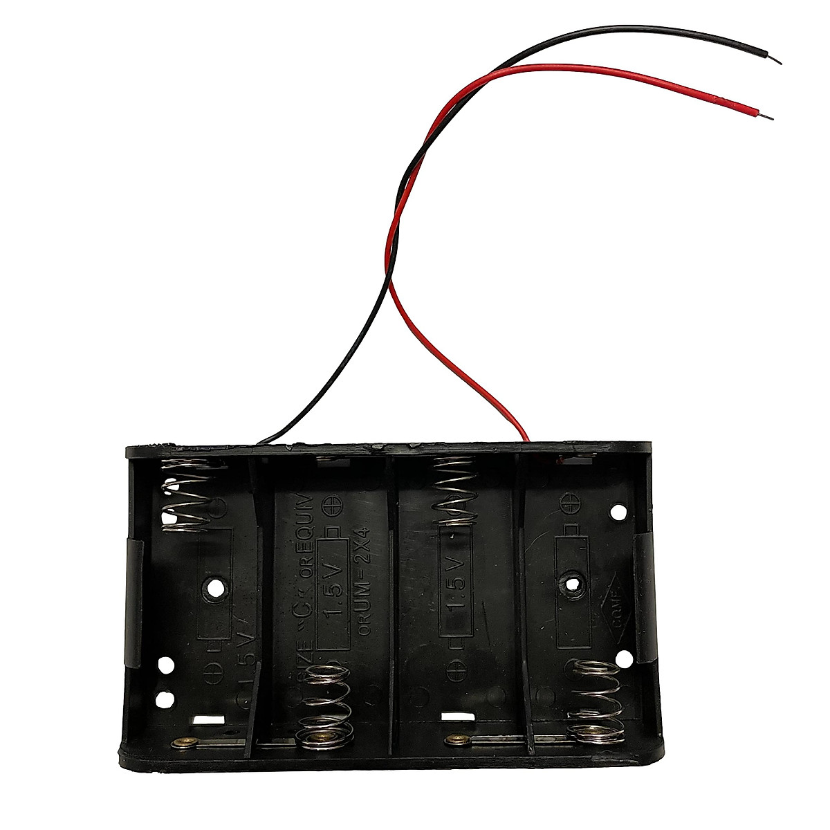WattsUSA C Cell Battery Holder 3V C Size Battery Case Box with Wire Leads (C 4-Slot)