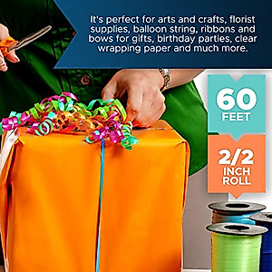 Curling Ribbon (Bulk 15 Mini Rolls) - Assorted Colors Curly Ribbon for Gift Wrapping- 2x2 inches Wide Role, Thin Craft Ribbon- Fabric Ribbon Kit for Hair, Balloons, Florists, Flowers- 60 Ft Each