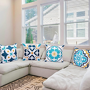 JYVNCZ Set of 4 Outdoor Throw Pillow Covers 18x18 Inchs Fall Decorative Patio Cushions for Outdoor Furniture Boho Decor Pillow Covers for Couch Hammock